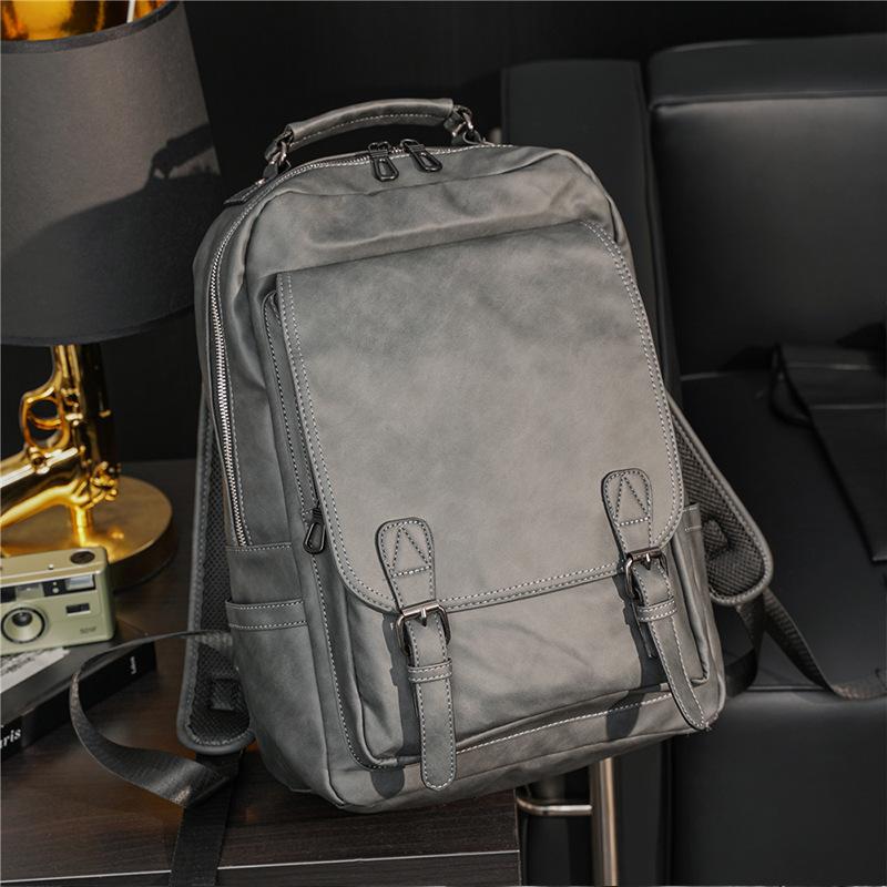 Fashion Backpack Men Solid PU Leather Backpack Men Women Simple Casual ...