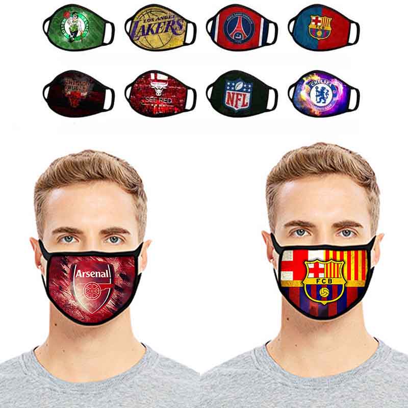 Face Mask Covering Reusable Washable Unisex Football Mask Club Dust ...