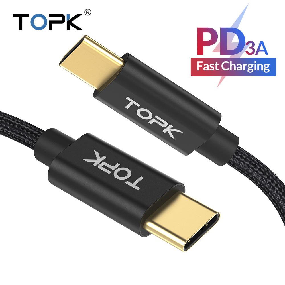 TOPK 3A USB Type C To USB C Cable Type-C PD QC3.0 Fast Charging Cable ...