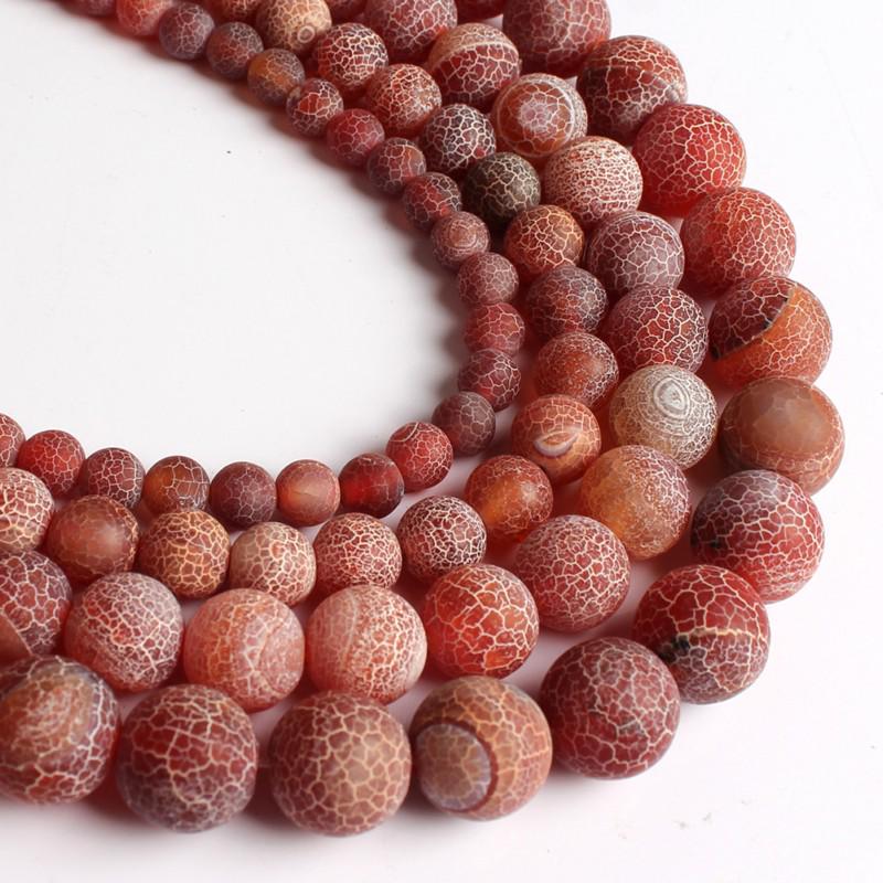 Buy Natural Stone Red Frost Spider Web Agates Onyx Round Beads for ...
