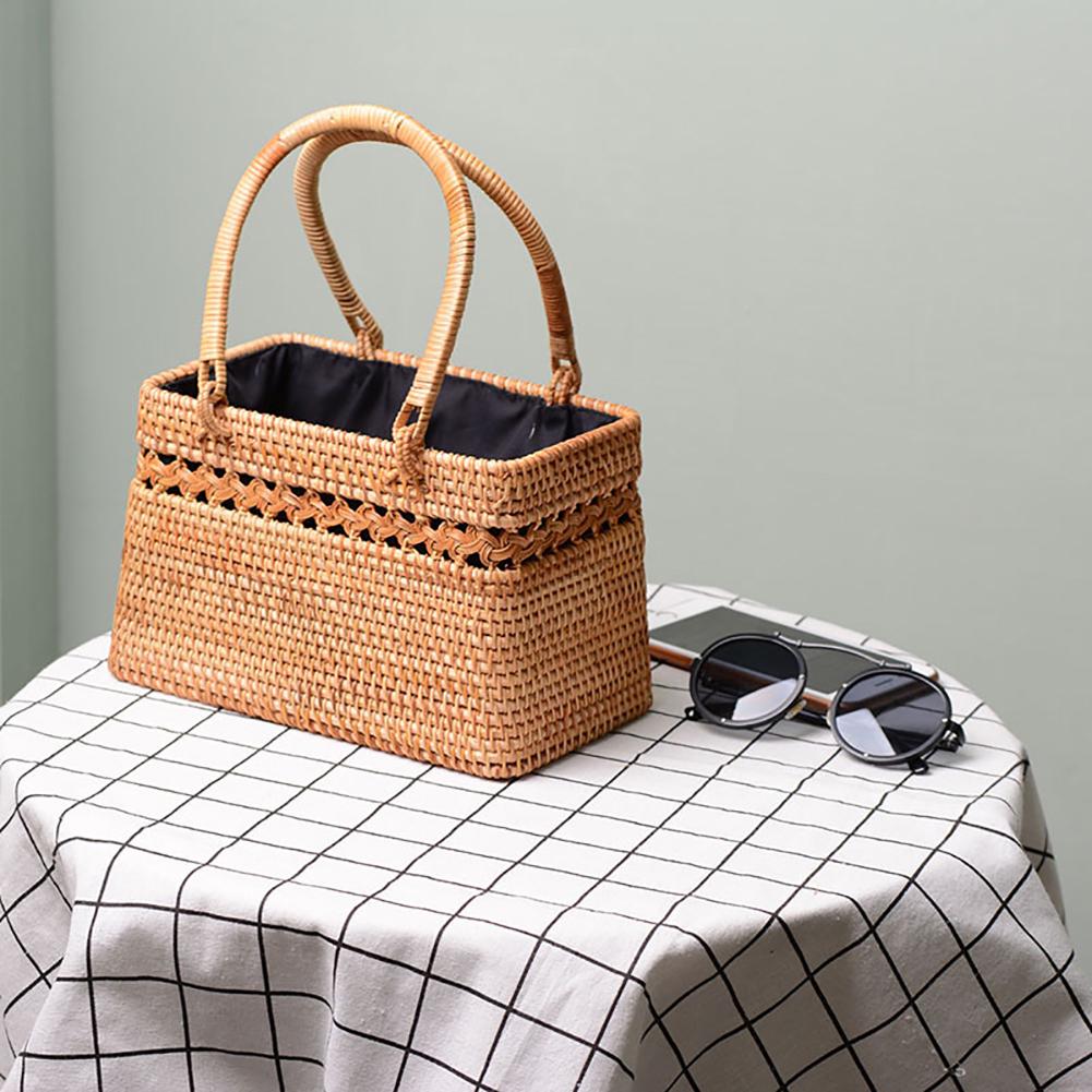 Buy Bohemia Style Fashionable Handmade Rattan Straw Woven Cutout Basket ...