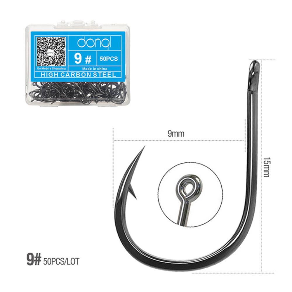 Buy 50pcs Fishing Hooks Set Carbon Steel Single Circle Fishhook Fly ...