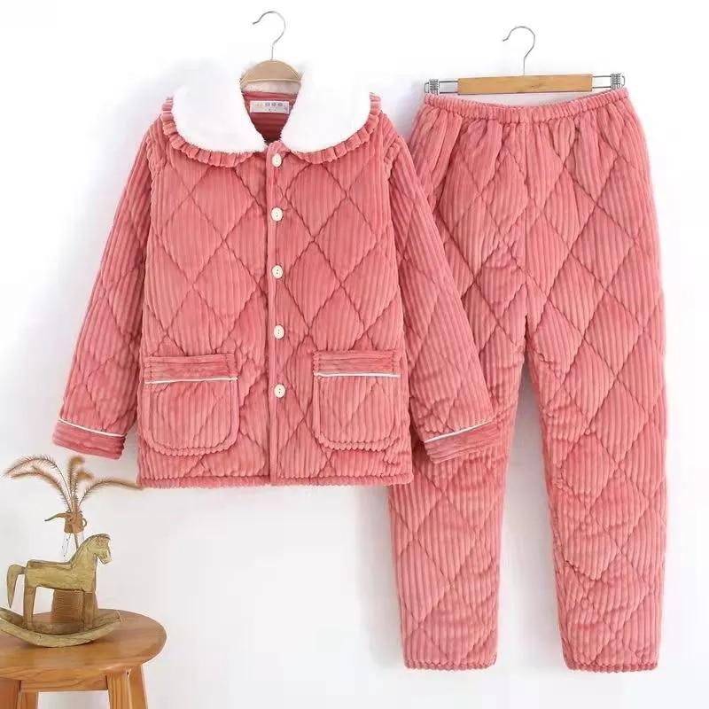 Buy Thick Winter Warm Pajamas Women Flannel Women Pyjamas Sets Pijama ...