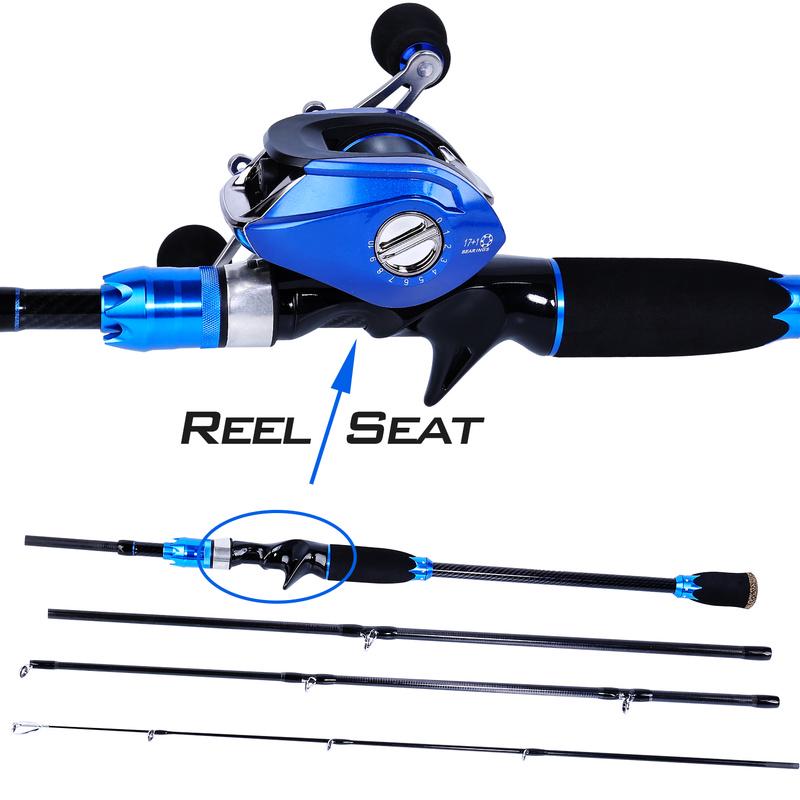 Buy Baitcasting Fishing Reel and 4 Pieces Carbon M Power Fishing Rods ...