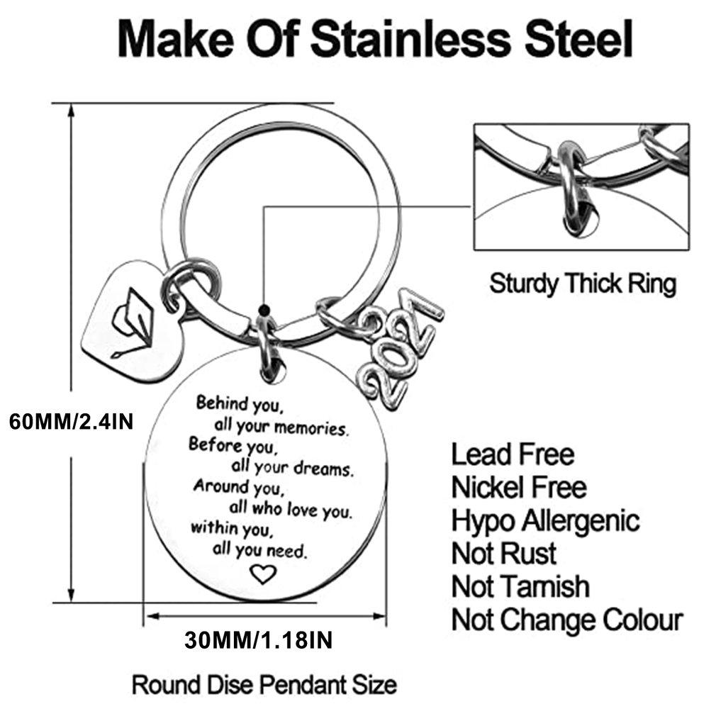 Buy BG Graduation Keychain Stainless Steel Key Ring With Text And 2021 ...