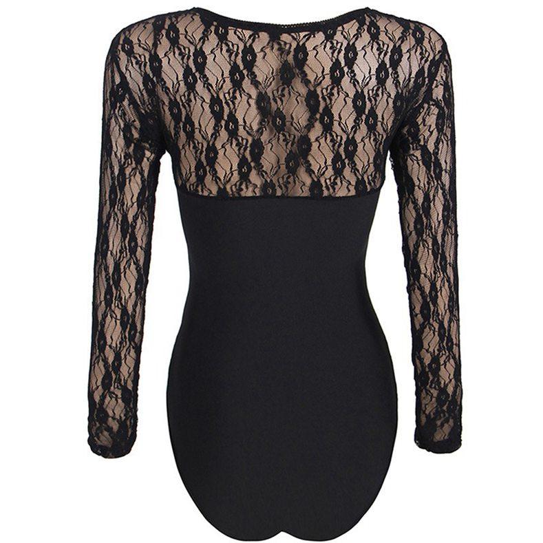 Buy Sexy Lace Perspective Sexy Bodysuit Women's Mesh Sleeves Plastic ...
