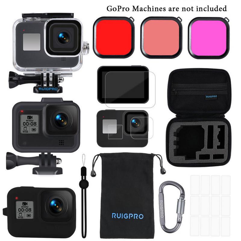 GoPro Aksesuarları için Hero 8 Black Edition Aksesuar Seti Su Geçirmez ...