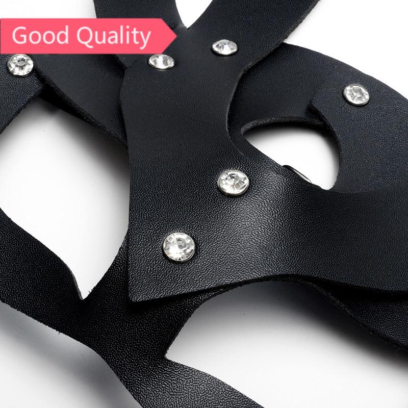 Cumpără Black Sexy Leather Mask Shiny Sparkling Rhinestone Rivets ...