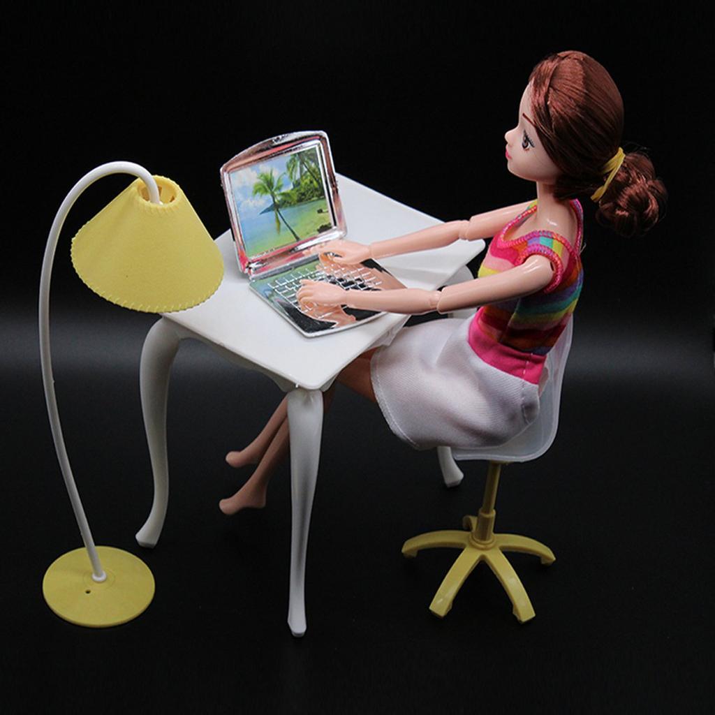 Buy Furniture Computer Desk And Chair Play House Toys Table+Chair+Lamp ...