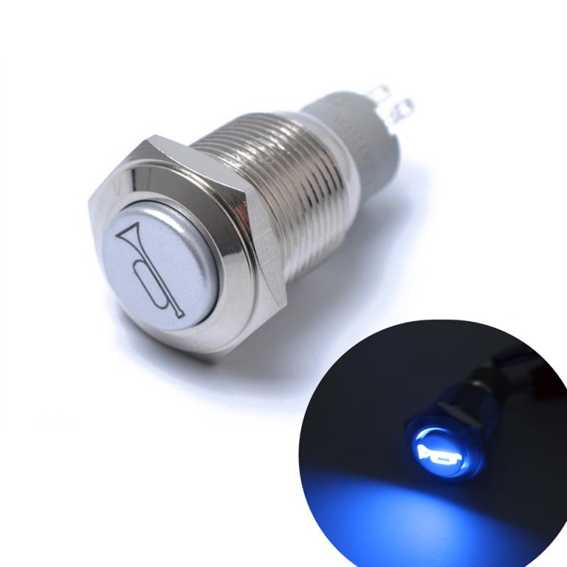 Buy Momentary Blue LED Marine Car Stainless Horn Push Button Light ...