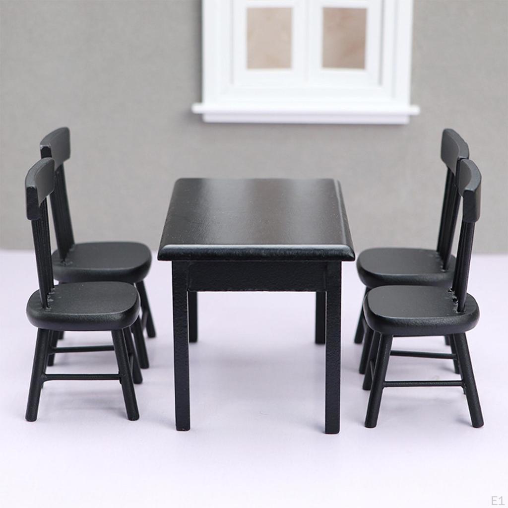 Simulation Miniature Dining Table Chair Set Pretend Play Furniture Toys ...