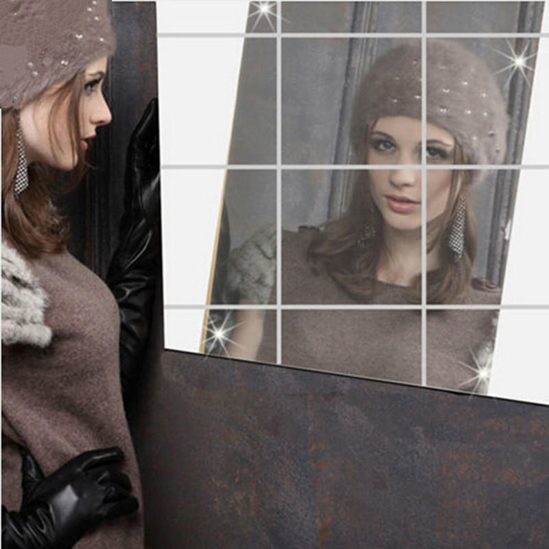 Buy Square Mirror Tile Wall Stikers Decal Home Room Decoration For DIY ...