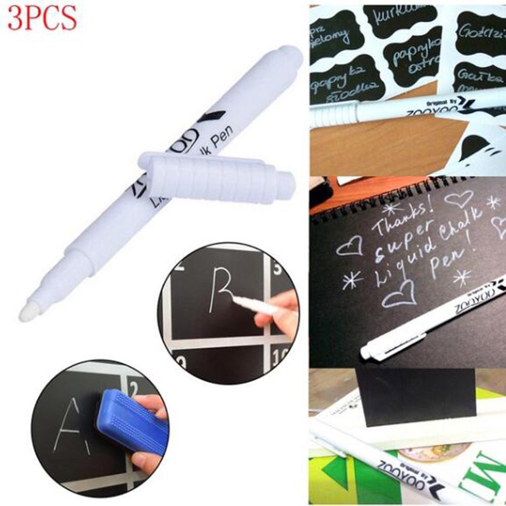3PCS White Ink Liquid Erasable Chalk Blackboard Menu Glass Window Chalk ...