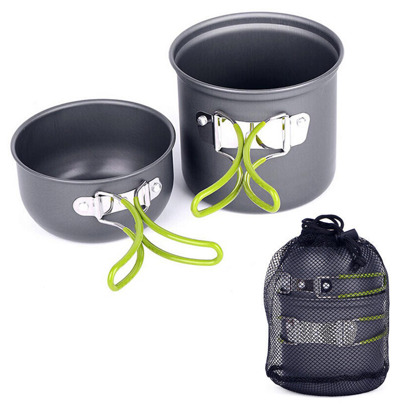 Camping Hiking Picnic Cookware Cook Cooking Pot Bowl Set Aluminum ...
