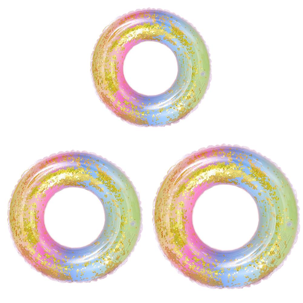 Buy Sequin Swimming Ring for Adults Kids PVC Pool Float Rainbow Color ...