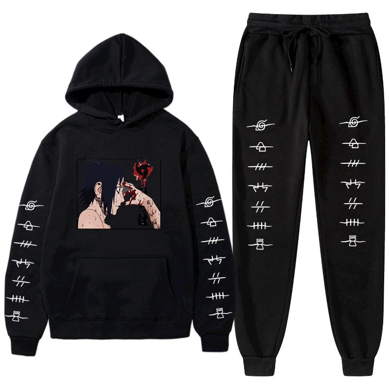 Buy Men's Sets 2 Pieces Sets Akatsuki Uchiha Sasuke Anime Tracksuit ...