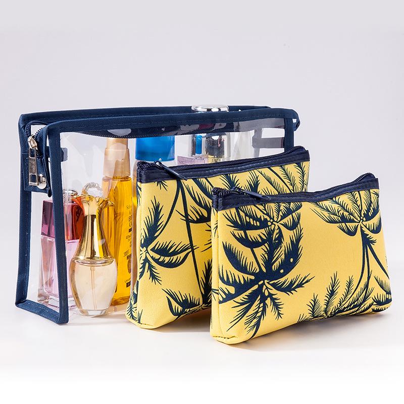Buy 3Pcs/Set Portable Travel Women Coconut Tree Transparent PVC Makeup ...