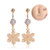 Women Snowflake Navel Ring Stainless Steel Crystal Belly Button Rings ...