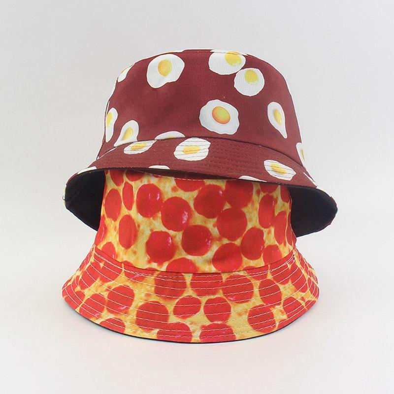 Buy Unisex Cotton Bucket Cap Fried Egg Yolk Print Reversible Two Sided ...