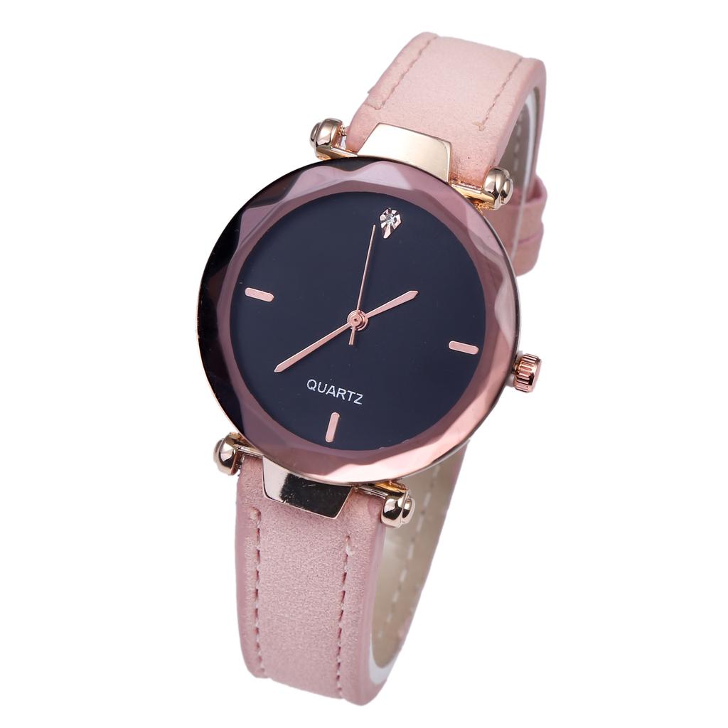 Buy Women Lozenge Crystal Leatgher Strap Stainless Steel Dial Analog ...