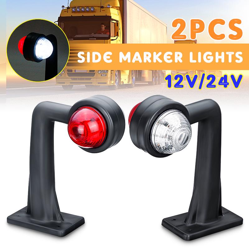 2Pcs LED Side Rubber Elbow Marker Light Lamp Outline Trailer Lorry LED ...