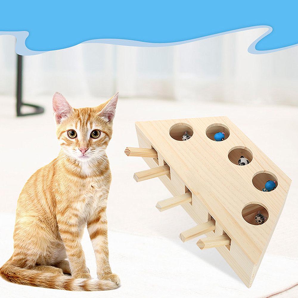 Buy Wooden Cat Catching Toy Box Cat Interactive Toy Scratch Board Pet ...