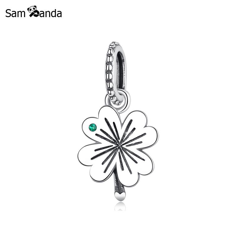 Bead Charm Lucky Clover Pendant Charms Pave Green CZ Fit Bracelet ...