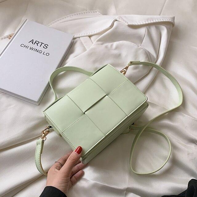 Cheap Weave Small Pu Leather Flap Crossbody Bags With Short Handles For ...