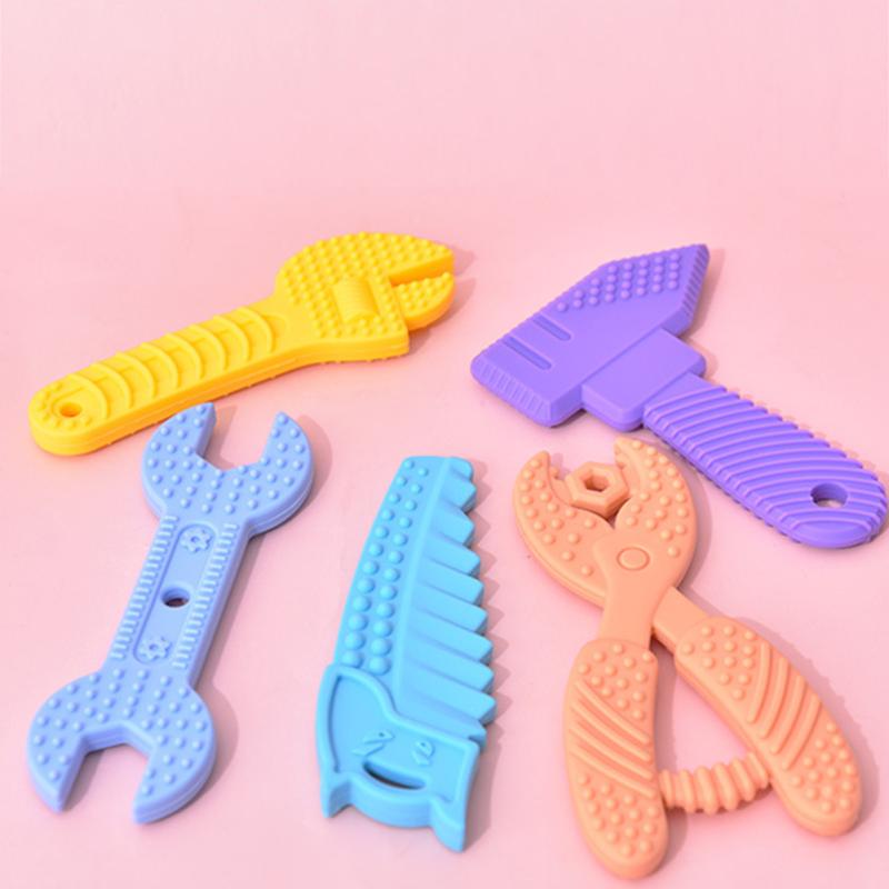 Satın alın 4pcs/5pcs Baby Teething Toys Baby Silicone Hammer Wrench ...