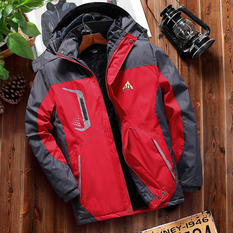 Buy Winter Outdoor Jacket Men's Warm Cotton Coat Plus Velvet Thickened ...