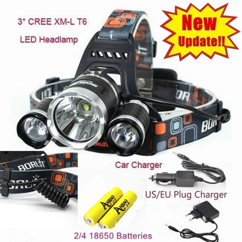 LED Headlight 1*T6+2*CREE LED Headlamp Head Bike Lamp Outdoor Lights ...