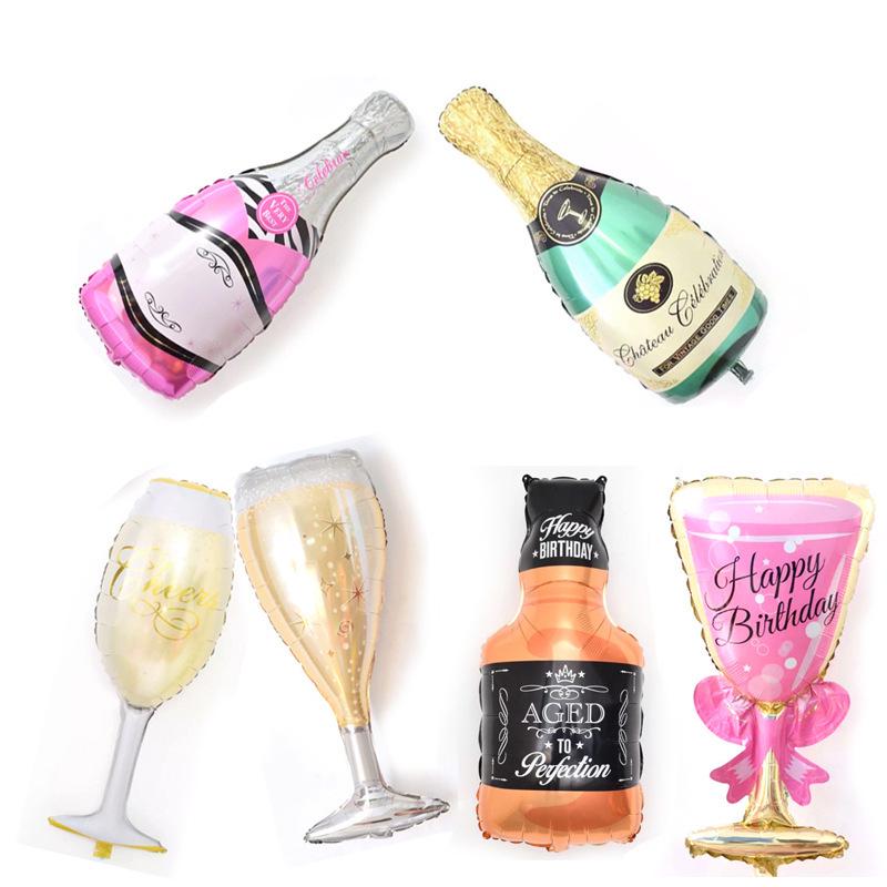 Large Champagne Glass Foil Balloons Whisky Bottle Wedding Ballon ...