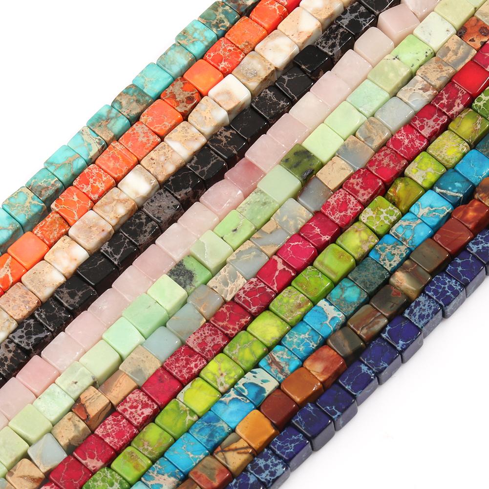 Cheap Cube Natural Imperial Stone Square Beads Shape Loose Spacer Beads ...