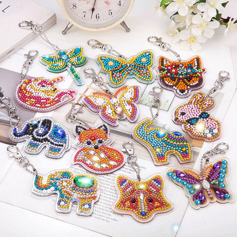 Buy Keychains Diamond Painting Kits Full Drill Diamond Painting DIY Key ...