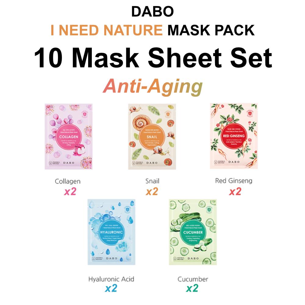 Buy Dabo I Need Nature 10 Mask Sheet Set - Collagen Snail Red Ginseng ...