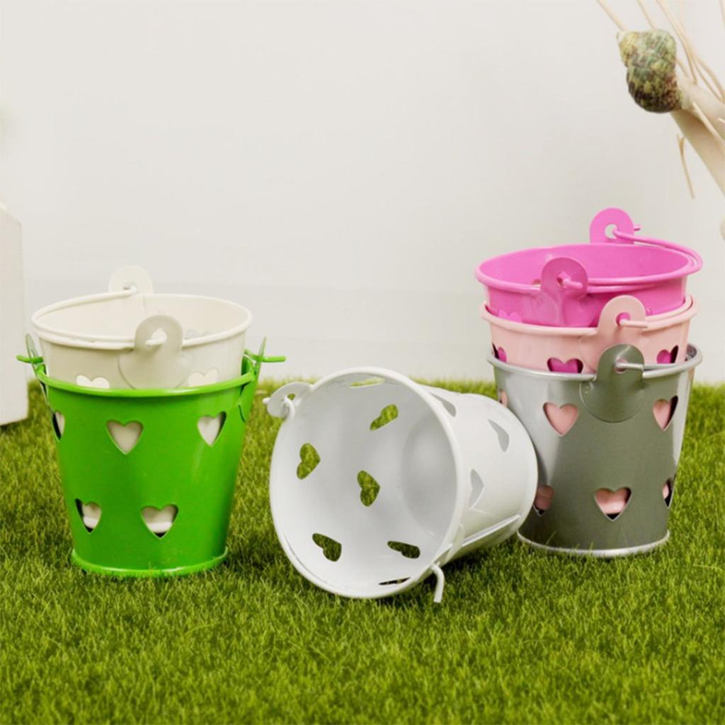 Buy ICOCO Hollow Heart-Shaped Small Iron Bucket Creative Desktop ...