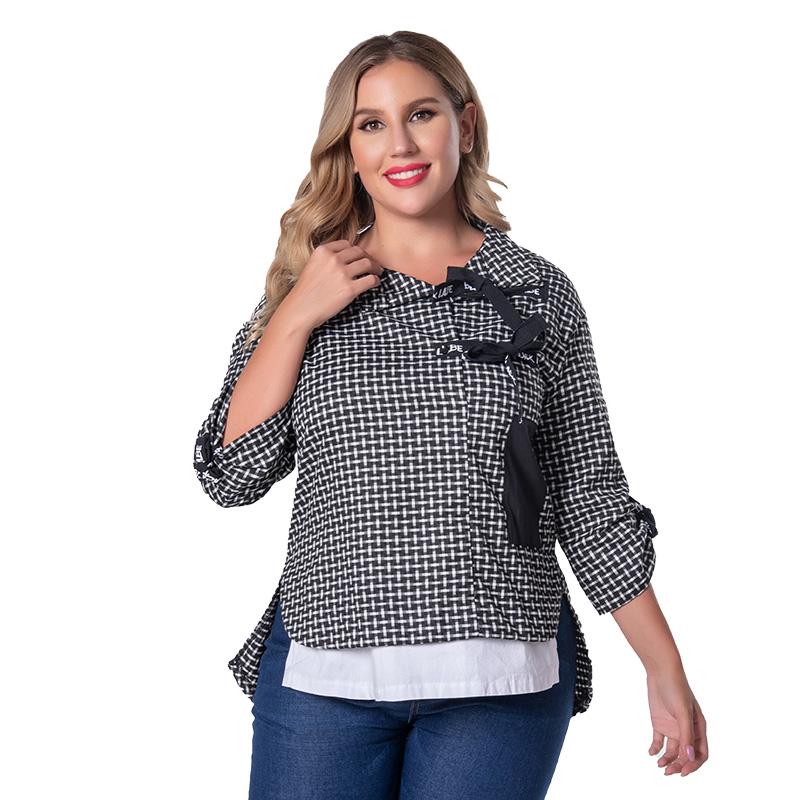 Buy Women Blouse Ladies shirt Tether Plus Size Three quarter sleeve ...