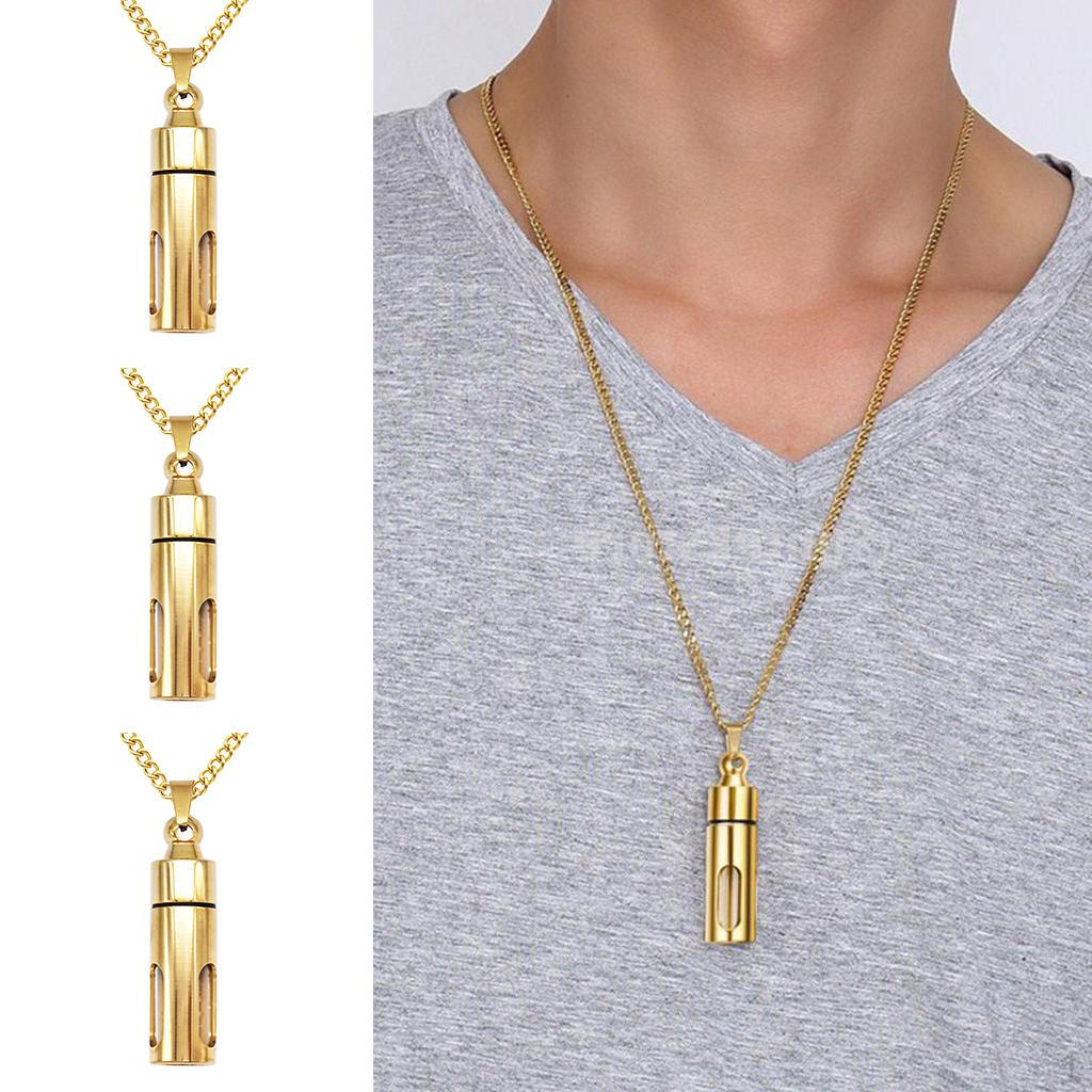 Buy 3 Golden Stainless Steel Keepsake Tube Bottle Liquid Holder Pendant ...