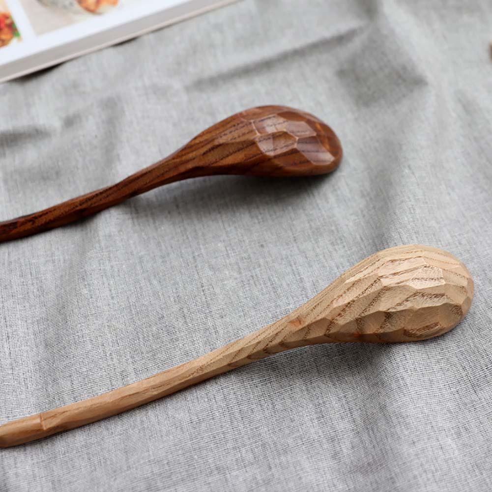 Buy Wooden Antiskid Bent Long Handle Soup Porridge Spoon Kitchen ...