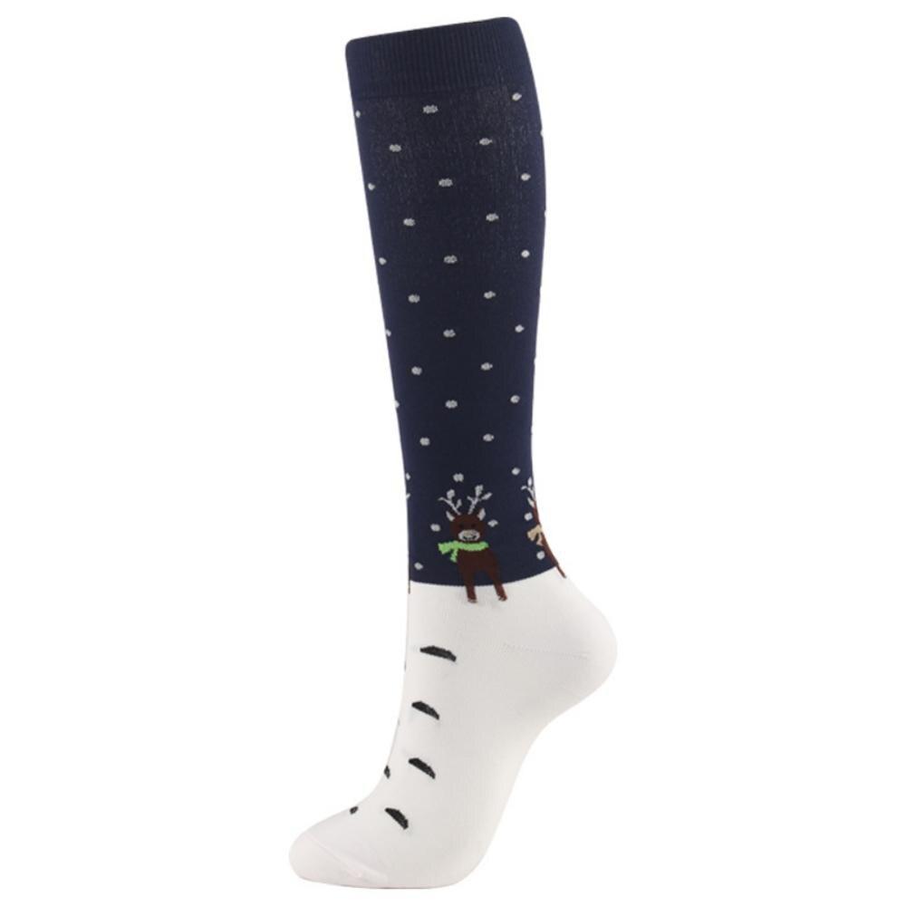 Buy Compression Sports Socks Knee High/Long Christmas Cap Tree Deer ...