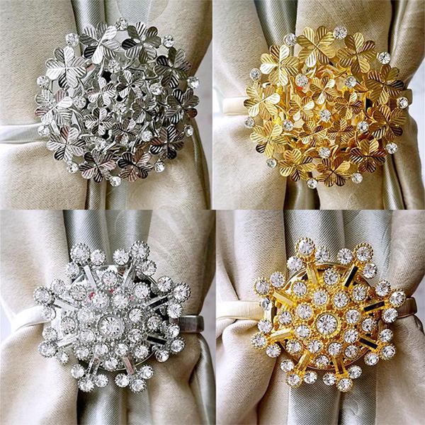 Holdback Rose Gold Flower Rhinestone Rhinestone Magnetic Curtain ...