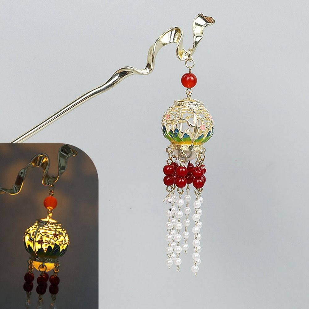LED Light Glowing Lantern Hairpin Flower Hanfu Hair Clip Girl Hair ...
