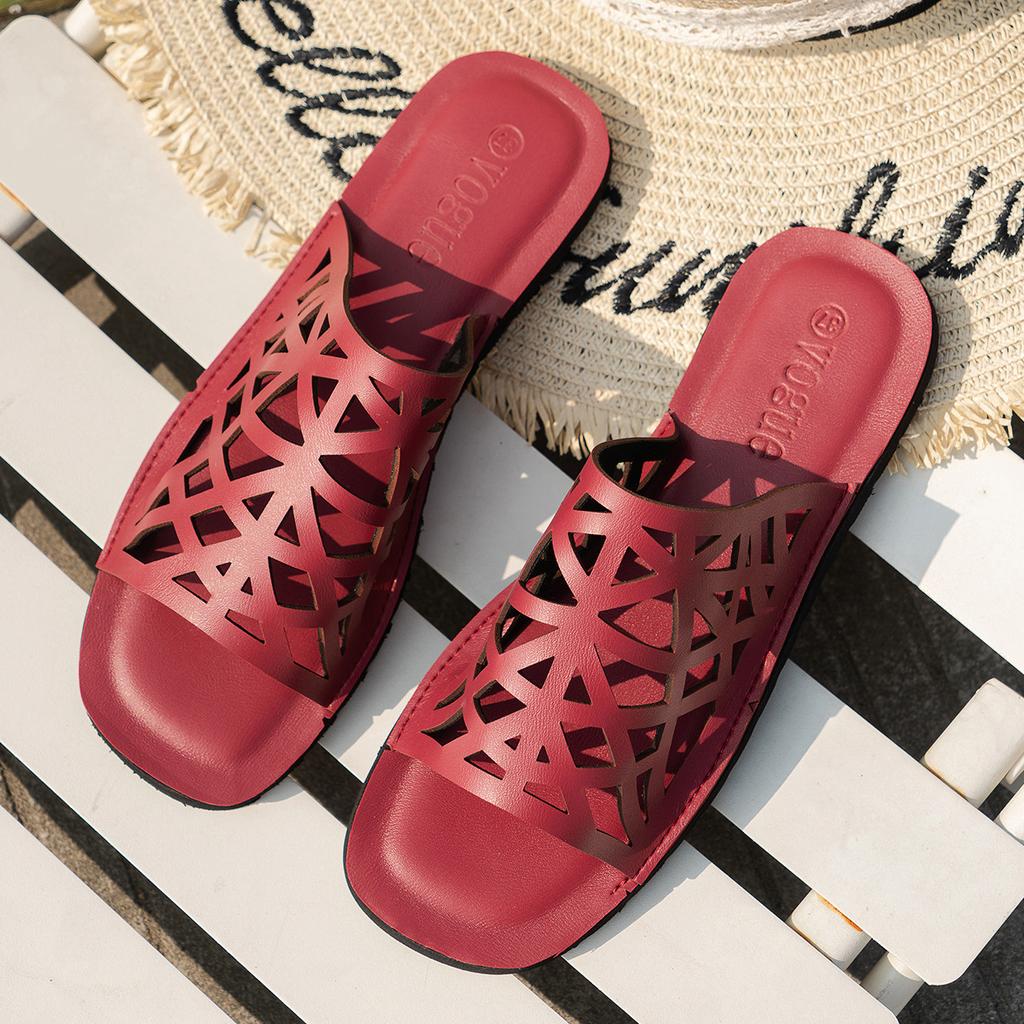 Grote platte bodem uitgeholde casual slippers voor dames 2024 nieuwe ...