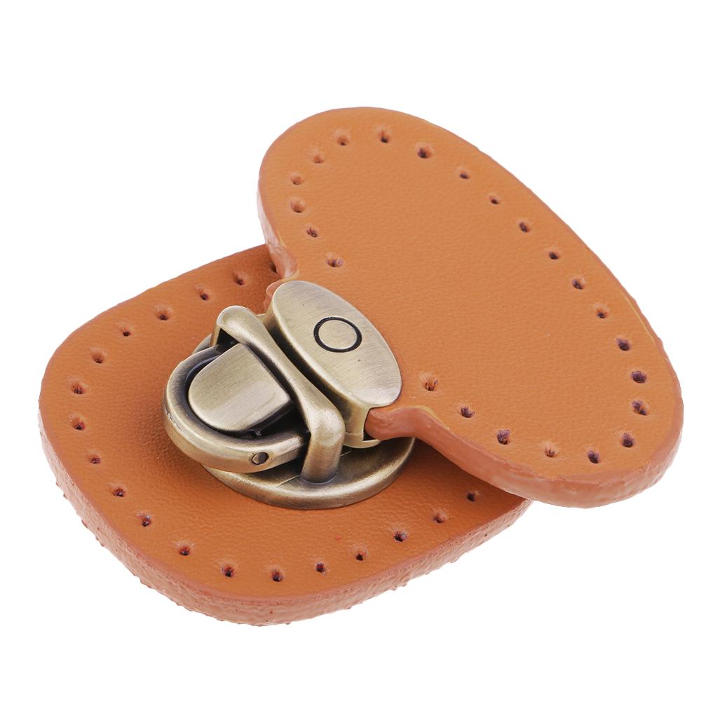 Genuine Leather Bag Lock Fasteners Snap Buckle Clasp Replacement Black ...