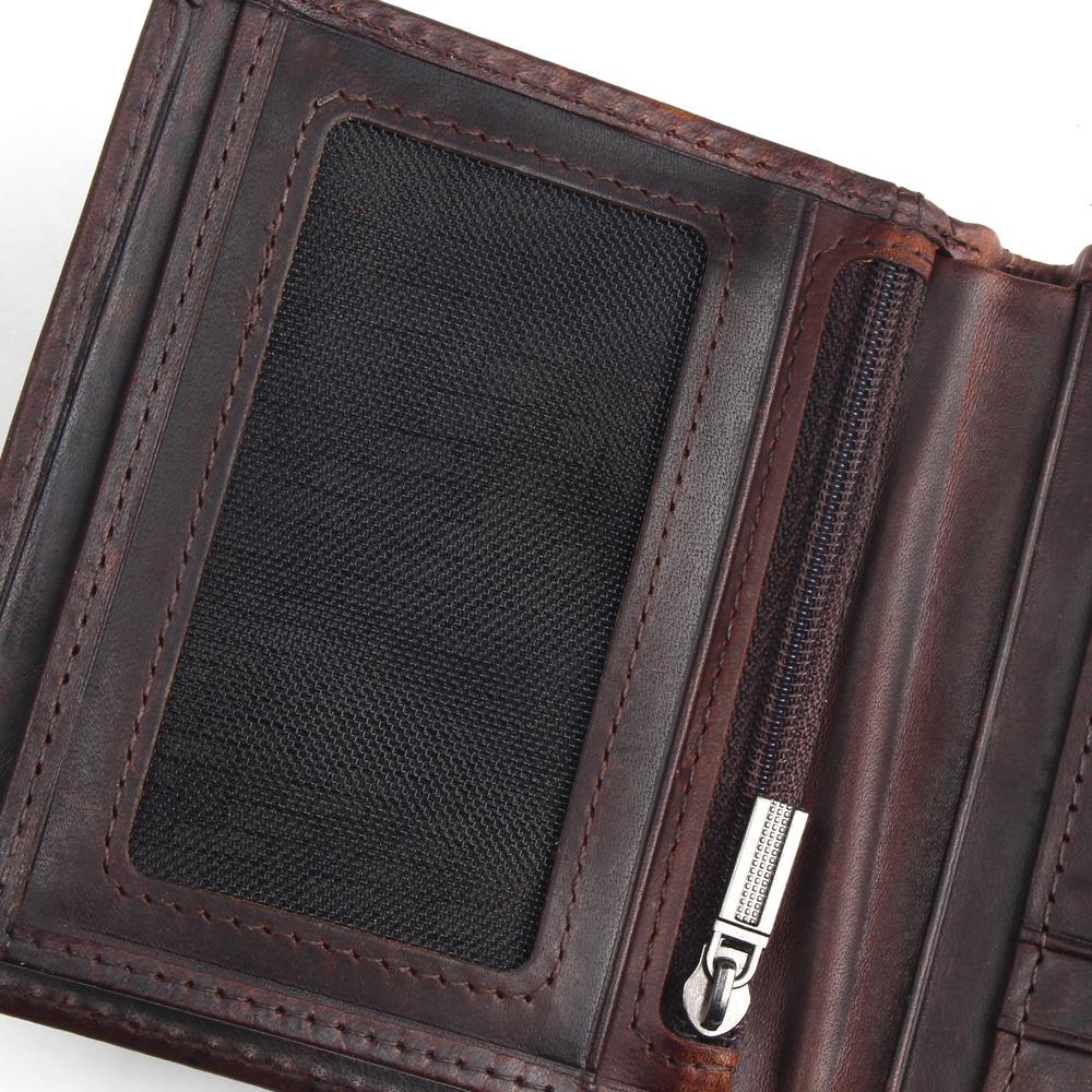 Buy TAUREN Men Wallets Vintage Crazy Horse Genuine Leather Zipper ...