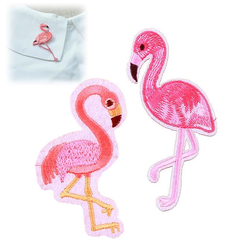 Buy Charm Animals Parches Embroidered Flamingo Iron On Patches for ...