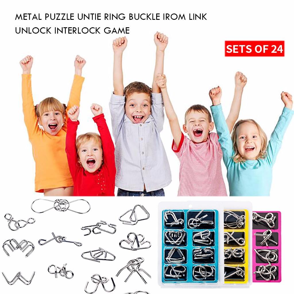 Metal Puzzle Untie Ring Buckle Iron Link Unlock Interlock Game Sets of ...