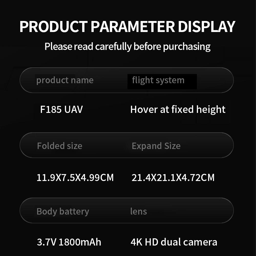 F185 PRO Drone HD Camera 4K Three-sided Automatic Obstacle Avoidance ...