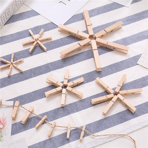 Buy 48pcs Wooden Photo Clips Natural Wood Muti-functional Pegs for ...