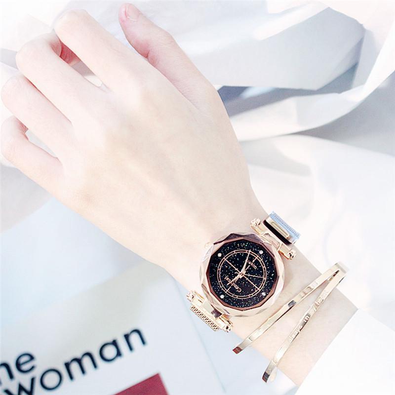 Buy Ladies Quartz Watch Galaxy Dial Star Space Pattern Analog Wrist ...